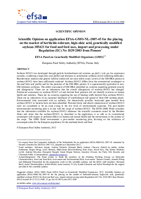 (PDF) EFSA Panel on Genetically Modified Organisms (GMO)