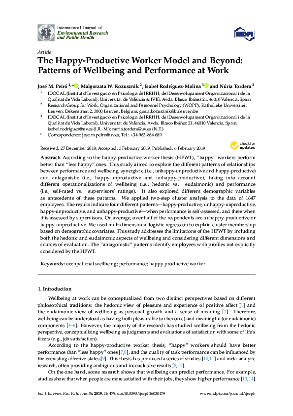 (PDF) The Happy-Productive Worker Model and Beyond: Patterns of ...