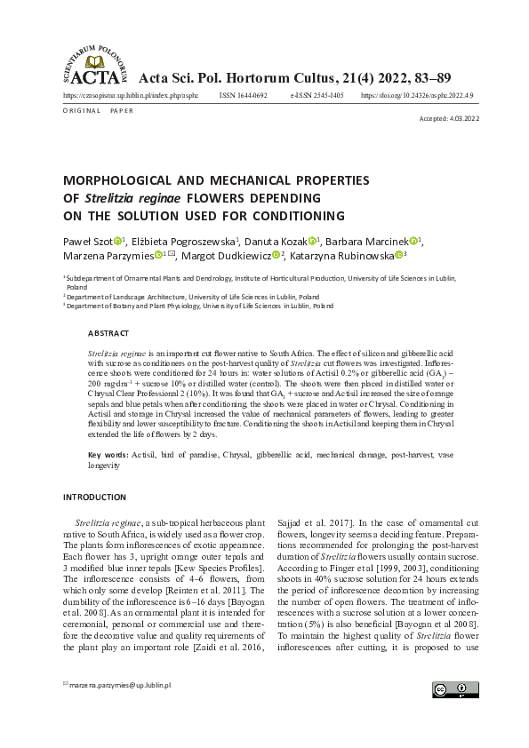 (PDF) MORPHOLOGICAL AND MECHANICAL PROPERTIES OF Strelitzia reginae ...