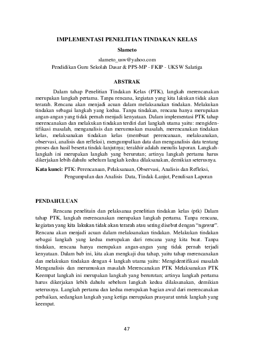 (PDF) Implementasi Penelitian Tindakan Kelas