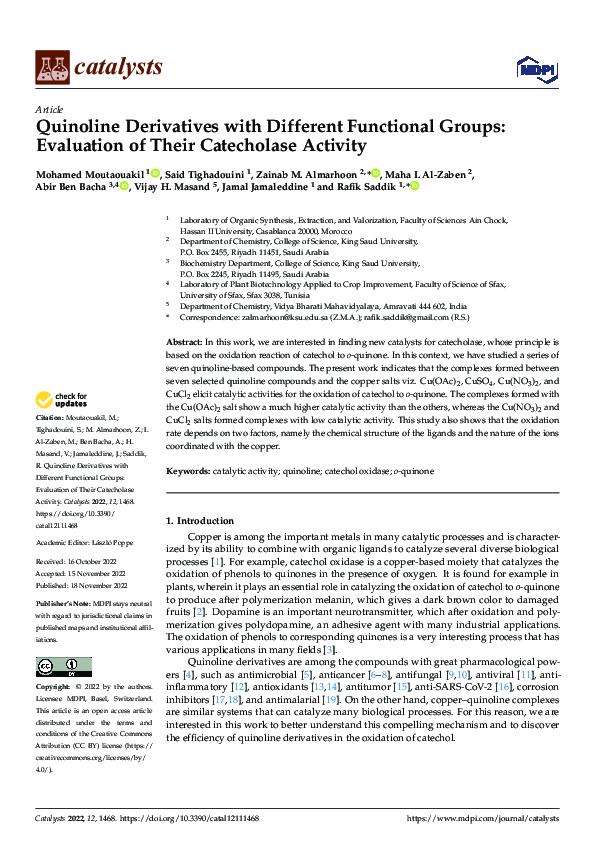 (PDF) Quinoline Derivatives with Different Functional Groups ...