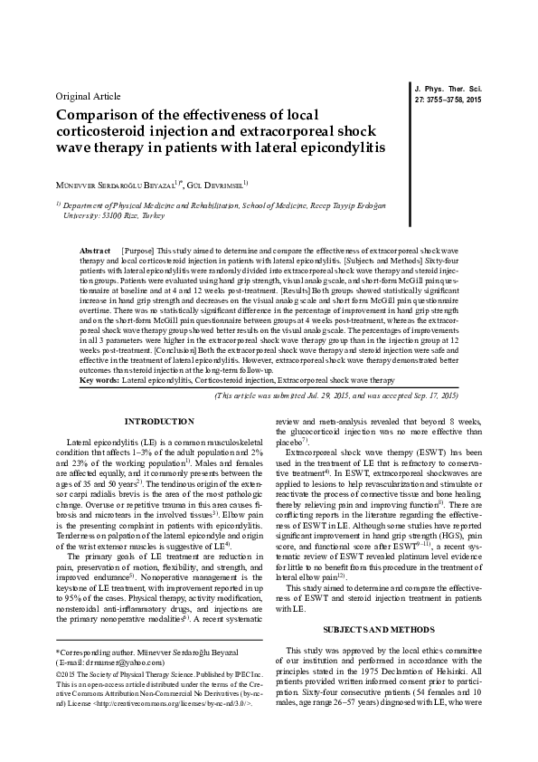 (PDF) Comparison of the effectiveness of local corticosteroid injection ...
