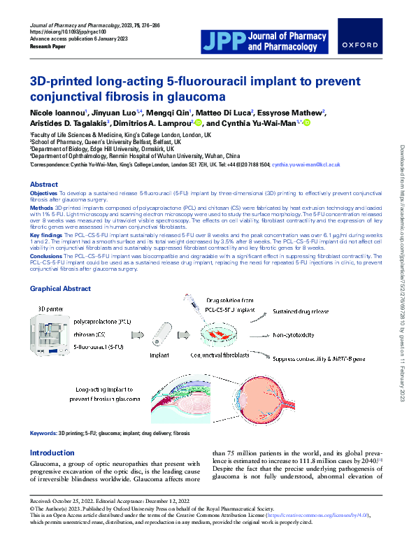 (PDF) 3D-printed long-acting 5-fluorouracil implant to prevent ...