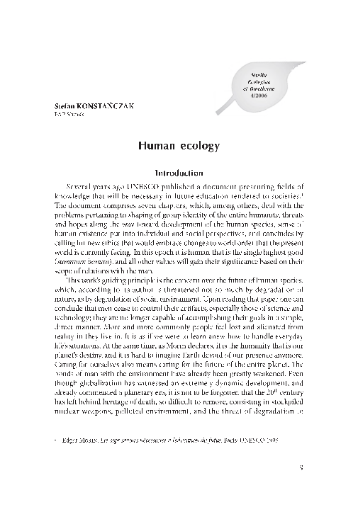 (PDF) Human ecology