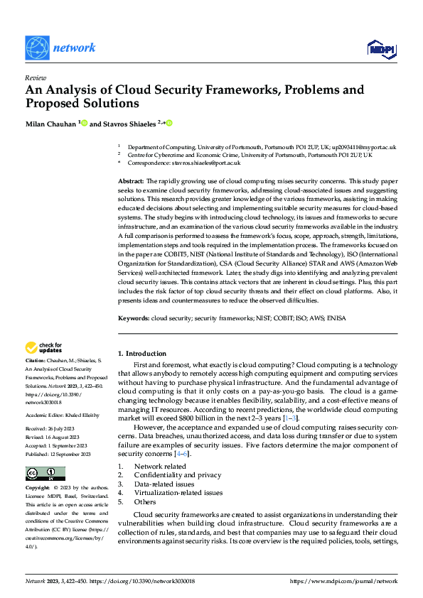 (PDF) An Analysis of Cloud Security Frameworks, Problems and Proposed Solutions