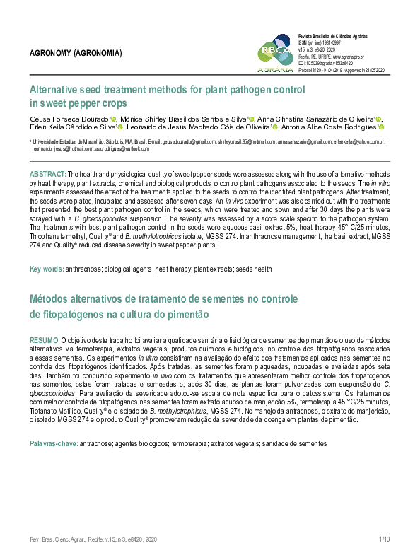 (PDF) Alternative seed treatment methods for plant pathogen control in ...