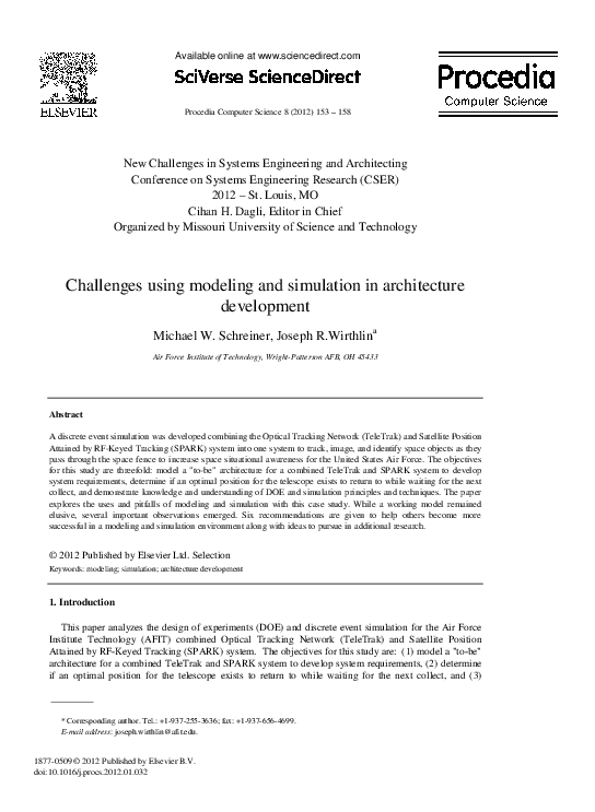 (PDF) Challenges using modeling and simulation in architecture development