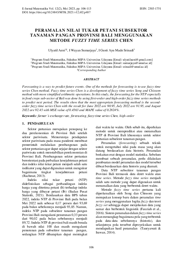 (PDF) Peramalan Nilai Tukar Petani Subsektor Tanaman Pangan Provinsi ...