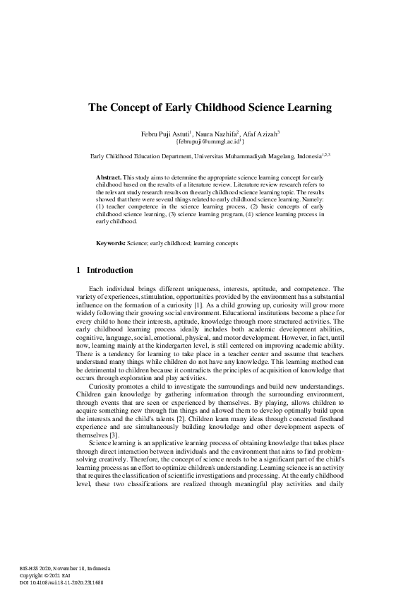 (PDF) The Concept of Early Childhood Science Learning