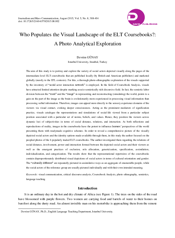 (PDF) Who Populates the Visual Landscape of the ELT Coursebooks?: A ...