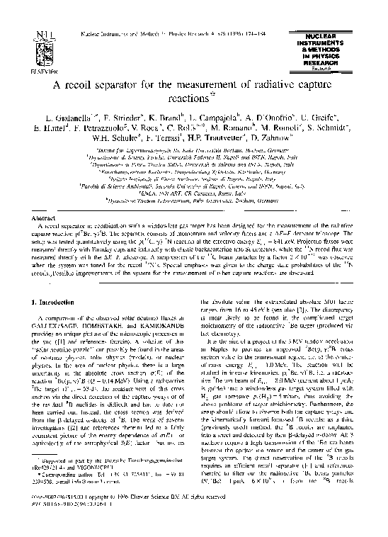 (PDF) A recoil separator for the measurement of radiative capture reactions