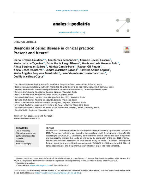 (PDF) Diagnóstico de enfermedad celiaca en la práctica clínica: presente y futuro | Carmen ...