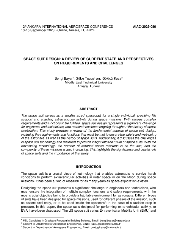 (PDF) Space Suit Design: A Review of Current State and Perspectives on ...