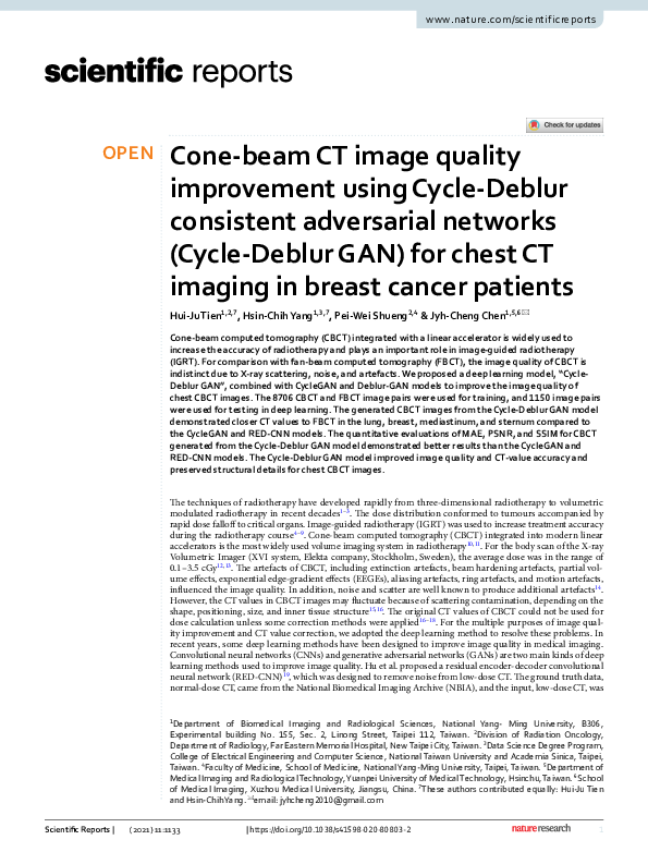 (PDF) Cone-beam CT image quality improvement using Cycle-Deblur ...