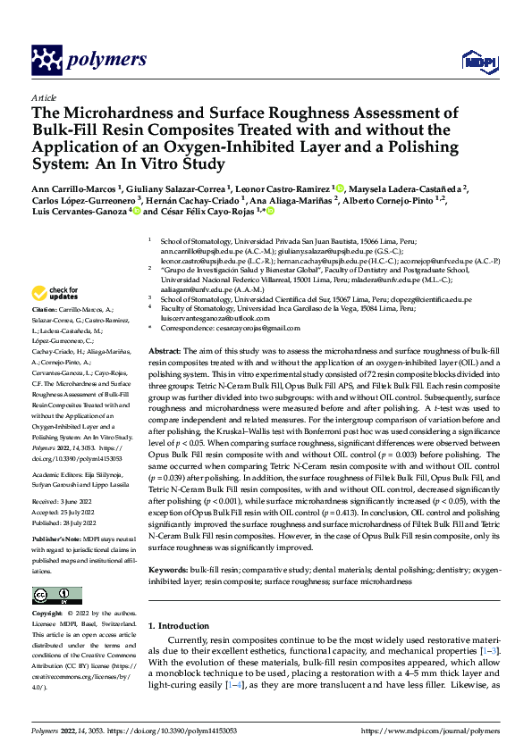 (PDF) The Microhardness and Surface Roughness Assessment of Bulk-Fill ...