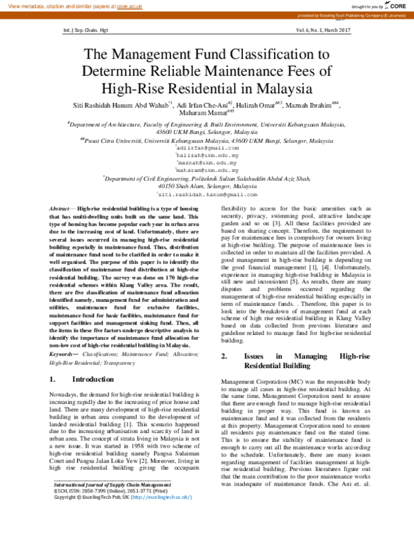(PDF) The Management Fund Classification to Determine Reliable ...