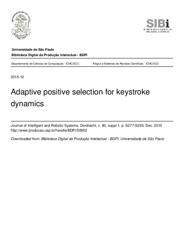 Pdf Adaptive Positive Selection For Keystroke Dynamics