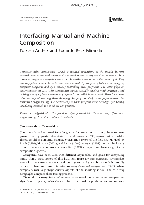 (PDF) Interfacing Manual and Machine Composition