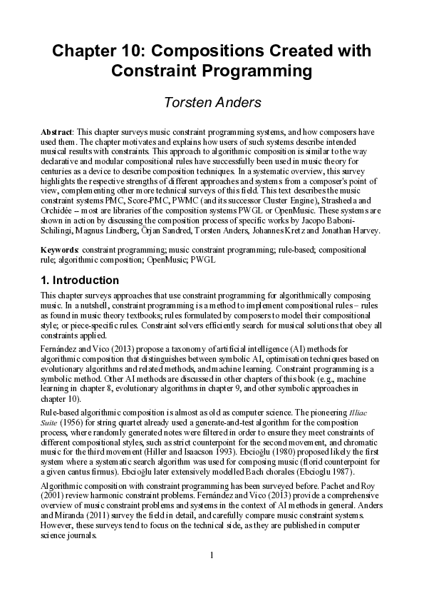 (PDF) Compositions Created with Constraint Programming