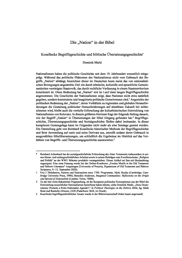 (PDF) Markl, Dominik, „Die „Nation“ in der Bibel. Kosellecks ...