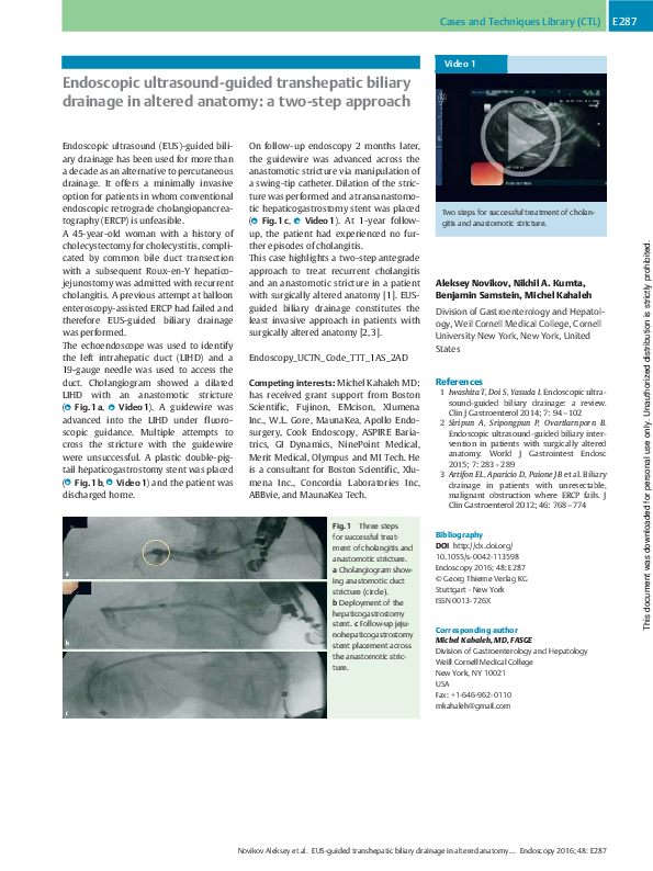 (PDF) Endoscopic ultrasound-guided transhepatic biliary drainage in ...