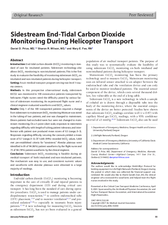 (PDF) Sidestream end-tidal carbon dioxide monitoring during helicopter ...