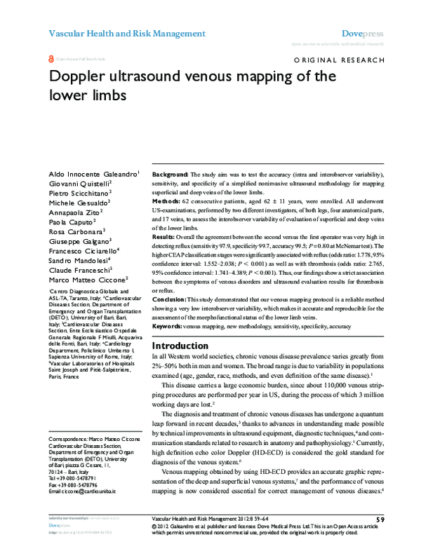 (PDF) Doppler ultrasound venous mapping of the lower limbs