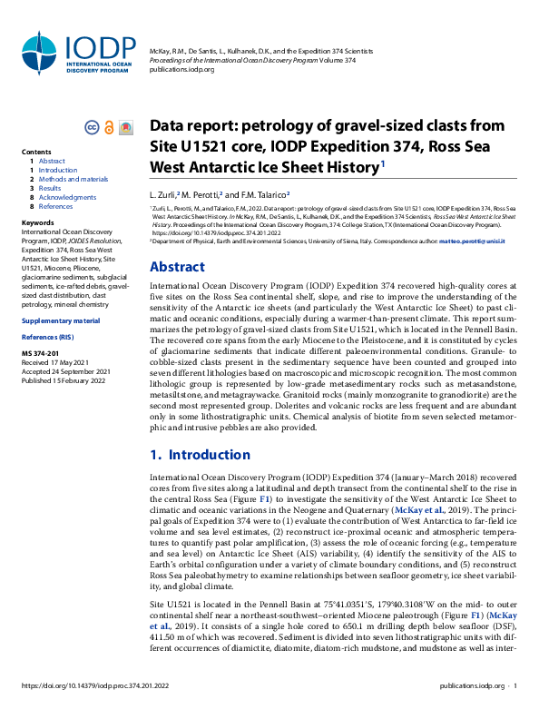 (PDF) Data report: petrology of gravel-sized clasts from Site U1521 ...