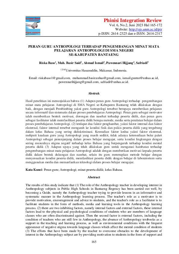 (PDF) Peran Guru Antropologi Terhadap Pengembangan Minat Mata Pelajaran Antropologi DI Sma ...