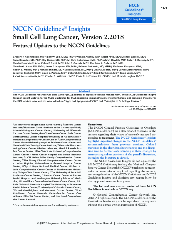 (PDF) NCCN Guidelines Insights: Small Cell Lung Cancer, Version 2.2018