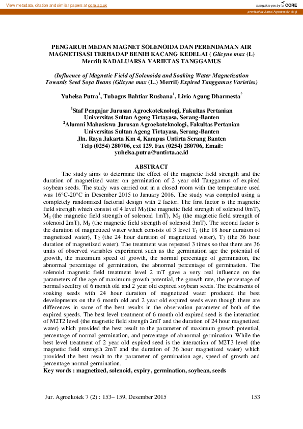 (PDF) PENGARUH MEDAN MAGNET SOLENOIDA DAN PERENDAMAN AIR MAGNETISASI ...
