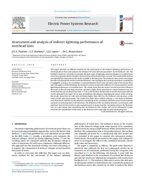 (PDF) Assessment and analysis of indirect lightning performance of ...