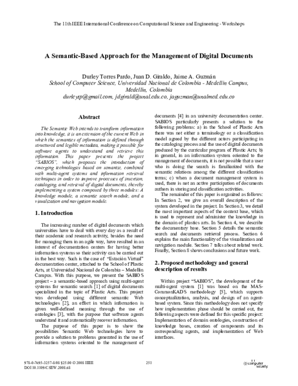 Pdf A Semantic Based Approach For The Management Of Digital Documents
