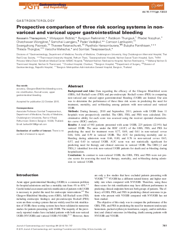 (PDF) Prospective comparison of three risk scoring systems in non ...