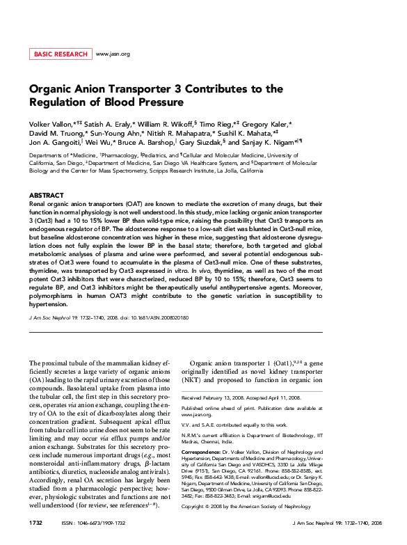(PDF) Organic Anion Transporter 3 Contributes to the Regulation of ...