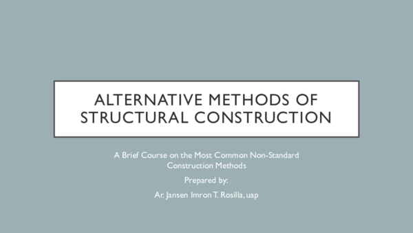 (PDF) ALTERNATIVE METHODS OF STRUCTURAL CONSTRUCTION: A Brief Course on ...