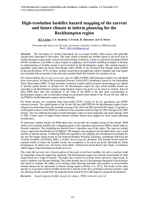 (PDF) High-resolution bushfire hazard mapping of the current and future ...