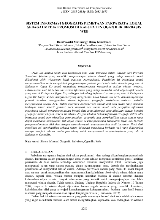 (PDF) Sistem Informasi Geografis Pemetaan Pariwisata Lokal Sebagai Media Promosi DI Kabupaten ...
