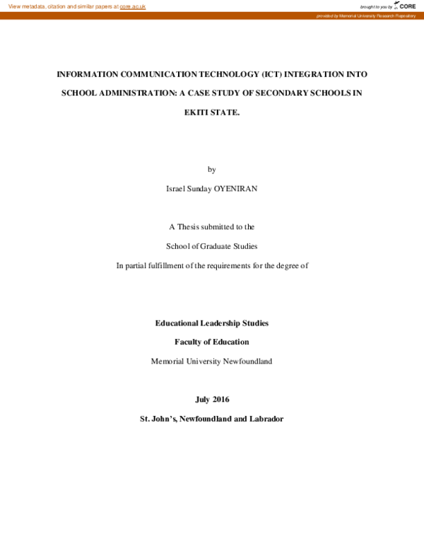 (PDF) Information communication technology (ICT) integration into school administration: a case ...