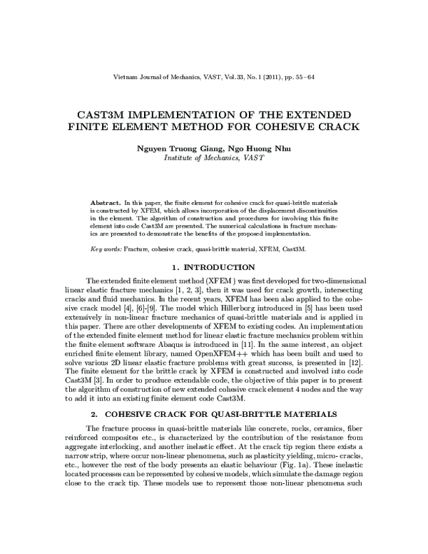 (PDF) Cast3M implementation of the extended finite element method for ...