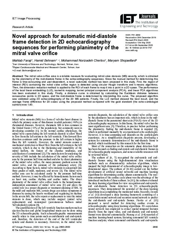 (PDF) A novel approach for automatic mid-diastole frame detection in 2D Echocardiography ...