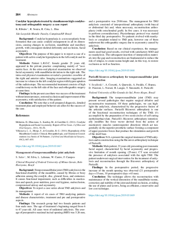 (PDF) Condylar hyperplasia treated by simultaneous high condylectomy ...