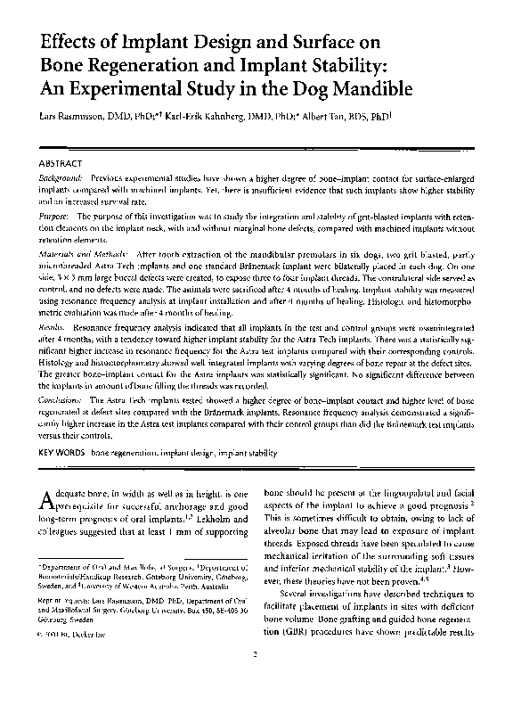 (PDF) Effects of Implant Design and Surface on Bone Regeneration and ...