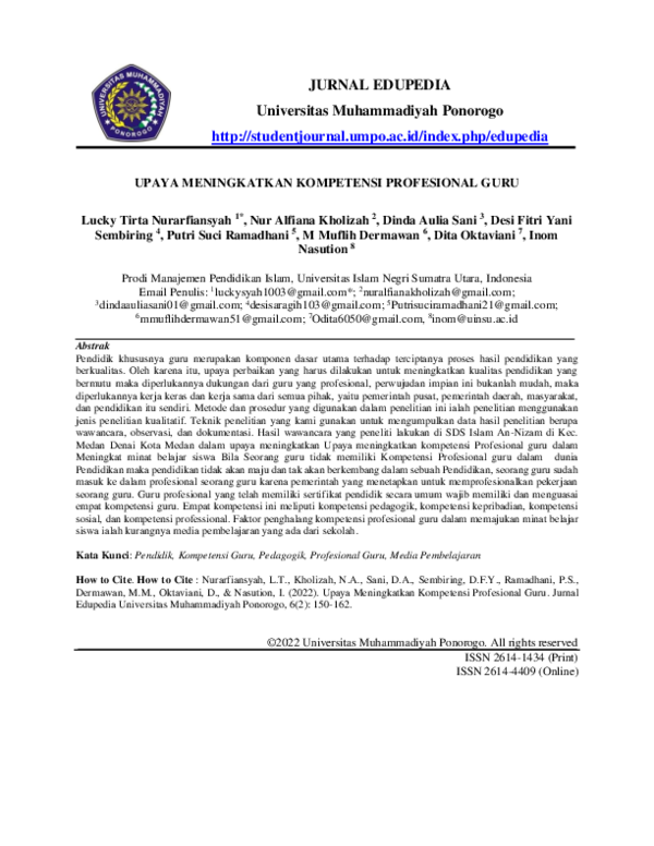 (PDF) Upaya Meningkatkan Kompetensi Profesional Guru
