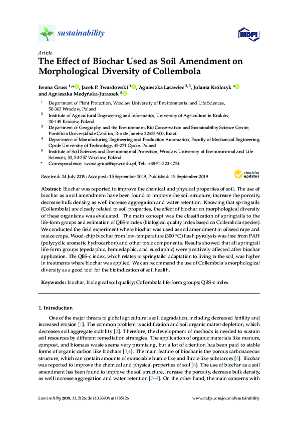 (PDF) The Effect of Biochar Used as Soil Amendment on Morphological Diversity of Collembola ...