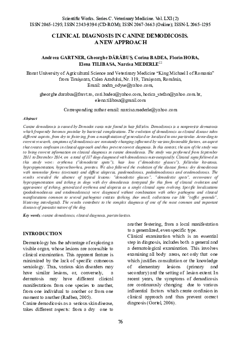 (PDF) Clinical diagnosis in canine demodicosis. A new approach