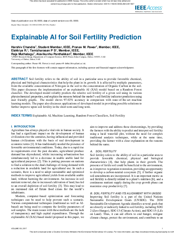(PDF) Explainable AI for Soil Fertility Prediction