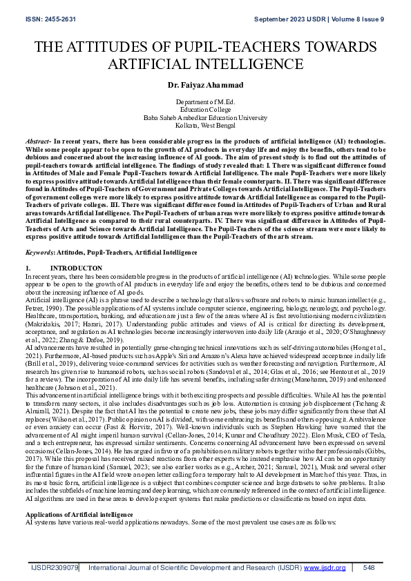 (PDF) THE ATTITUDES OF PUPIL-TEACHERS TOWARDS ARTIFICIAL INTELLIGENCE