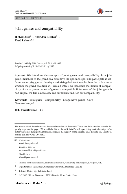 (PDF) Joint Games and Compatibility