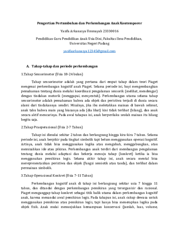 (DOC) Tugas 3 Perkembangan Anak Kontemporer Yasifa Arkanasya Ummayah 23330016